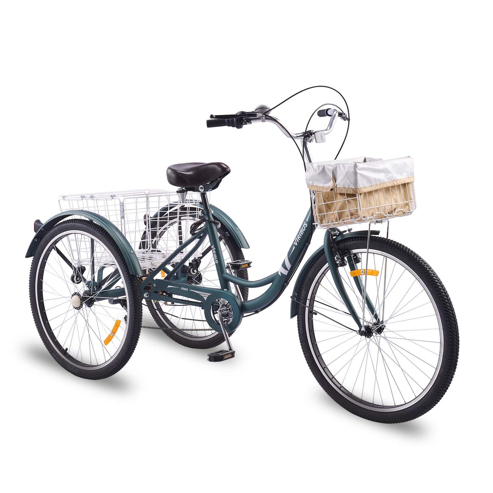 Viribus Adults Tricycle with Basket, 7 speed & Single-Chain